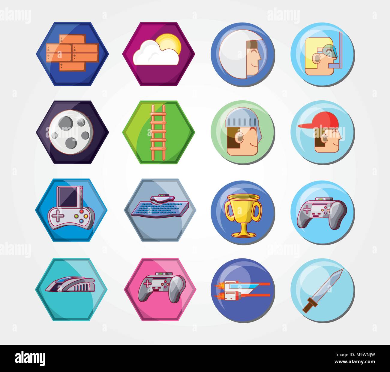 video game scene set icons vector illustration design Stock Vector ...