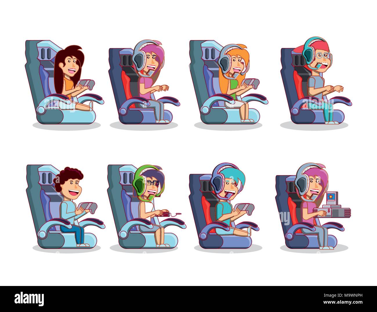 kids playing with video game console vector illustration Stock Vector ...