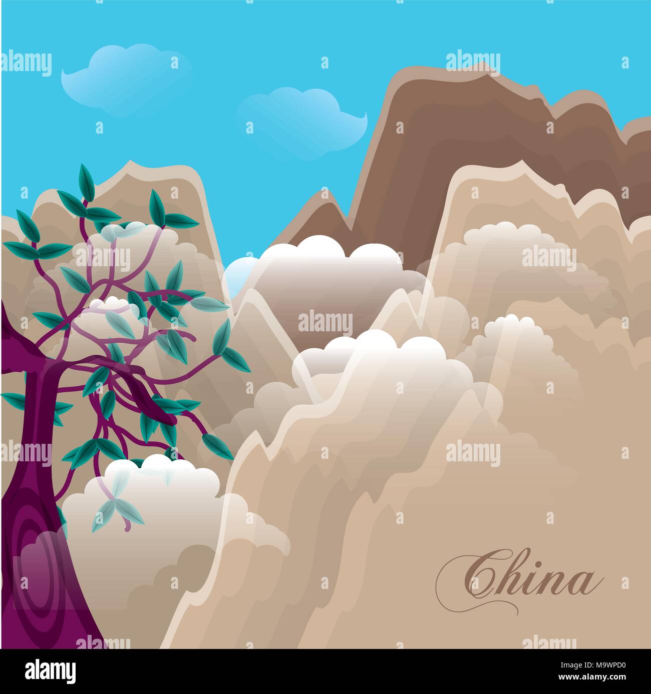 traditional tree culture china vector illustration design Stock Vector ...