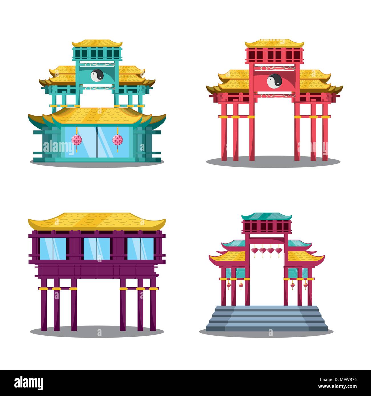 chinese culture architecture icons vector illustration design Stock ...