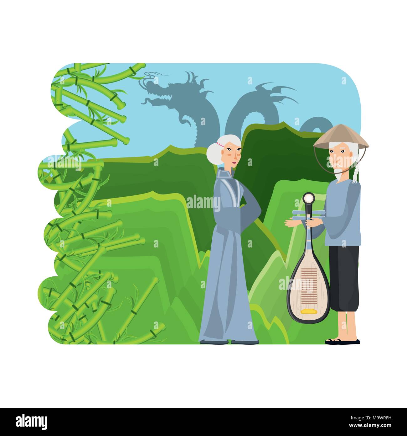 chinese culture people characters vector illustration design Stock ...