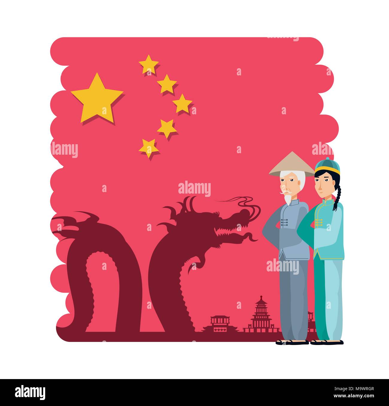chinese culture people characters vector illustration design Stock ...
