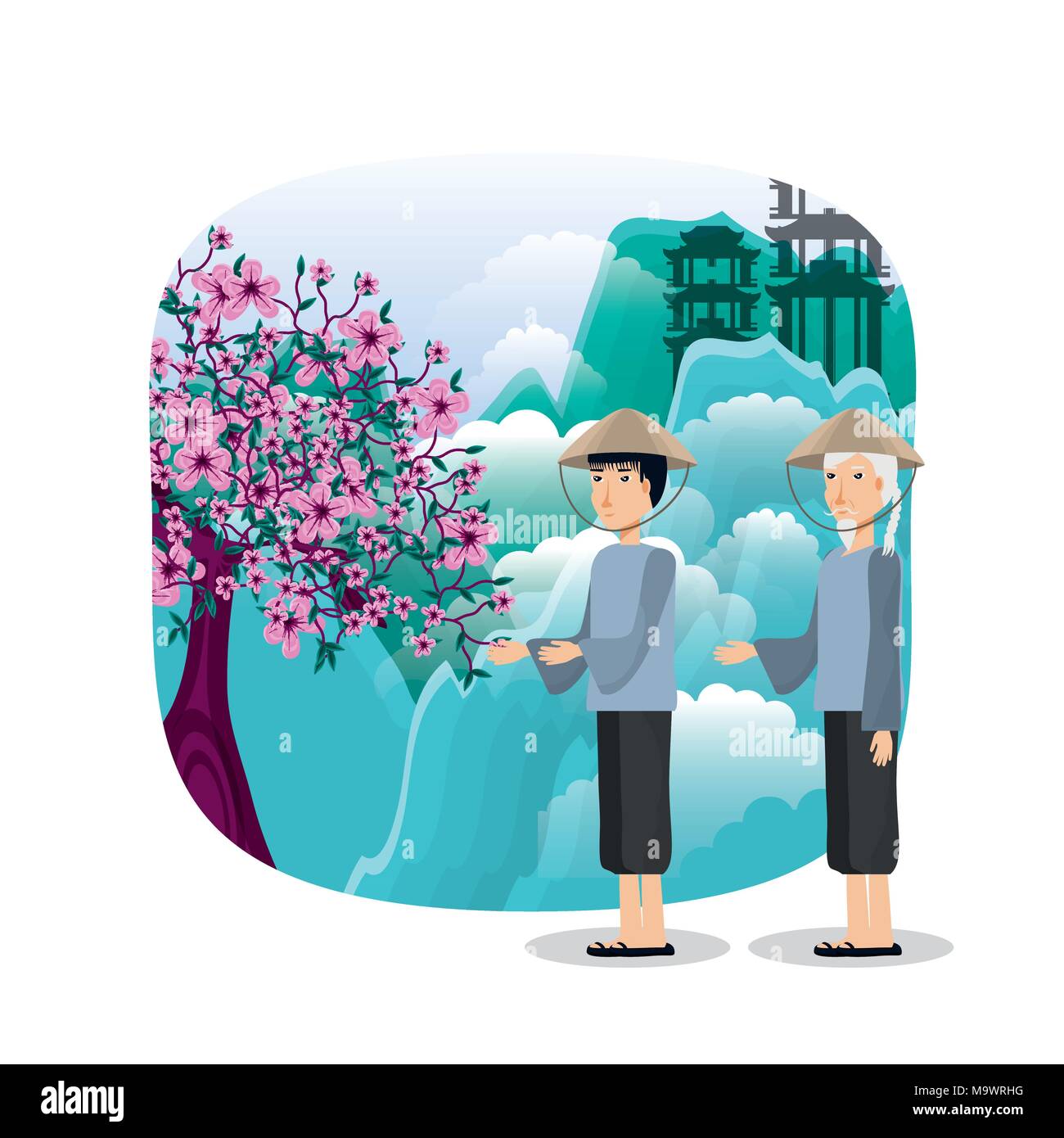 chinese culture people characters vector illustration design Stock ...