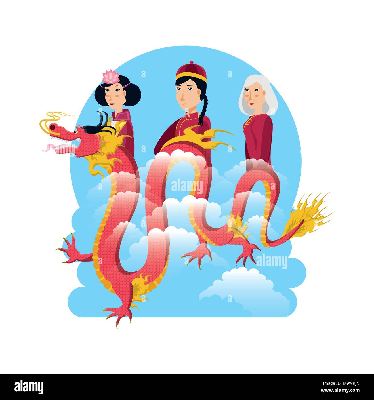 chinese culture people characters vector illustration design Stock ...