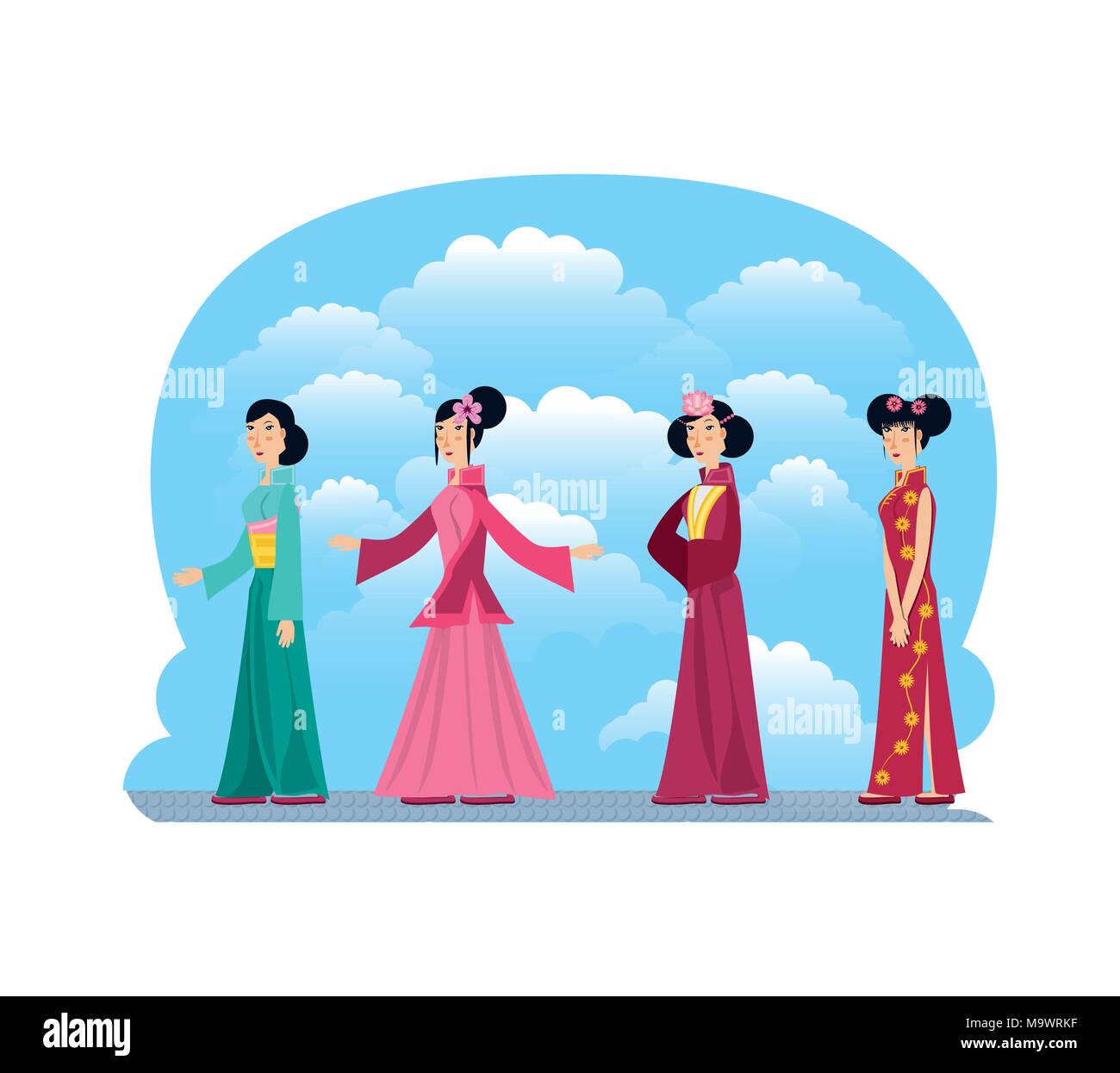 chinese culture people characters vector illustration design Stock ...