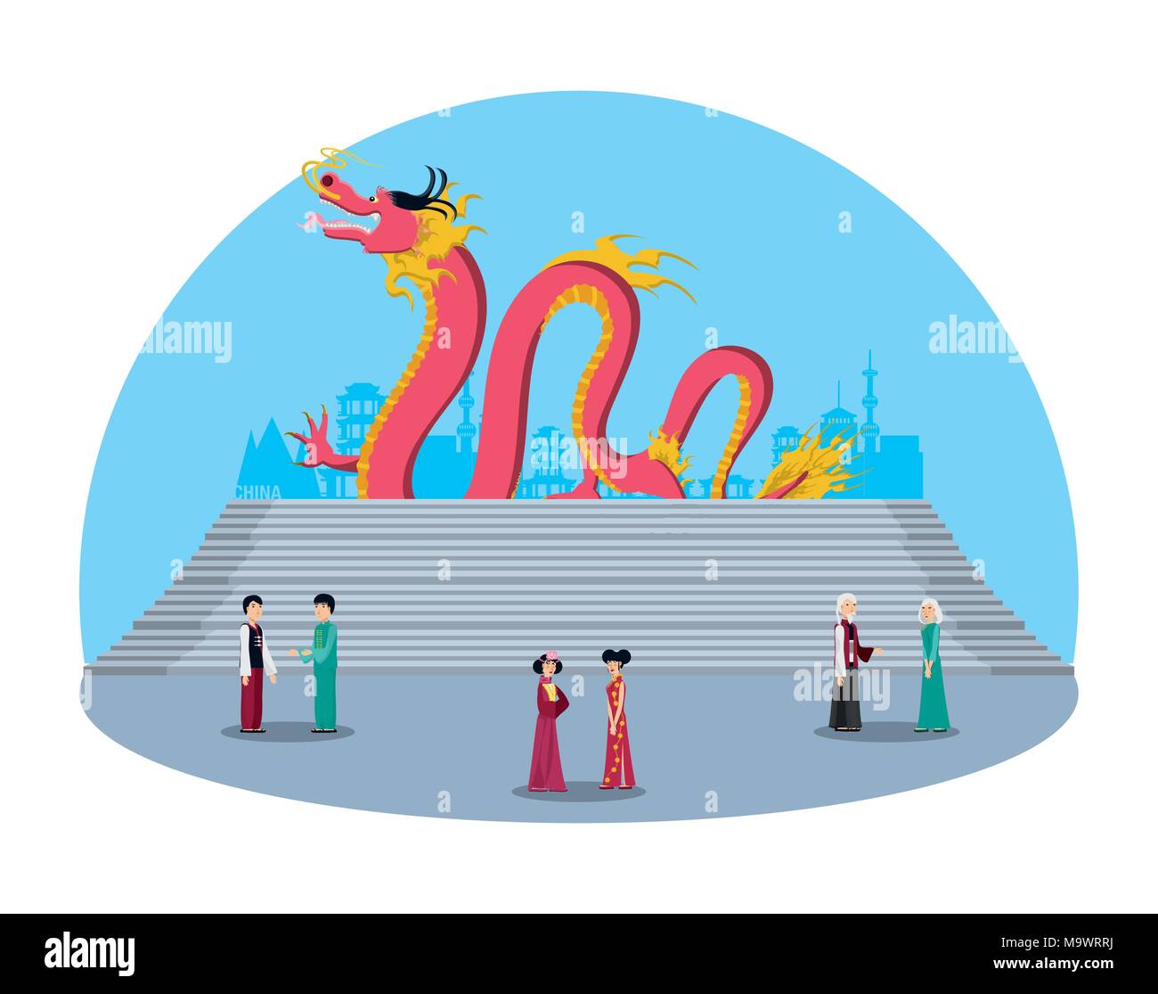 chinese culture people characters vector illustration design Stock ...