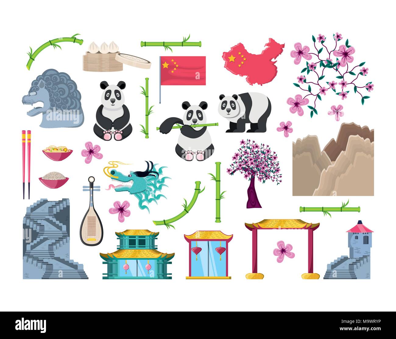 chinese culture set icons vector illustration design Stock Vector Image ...