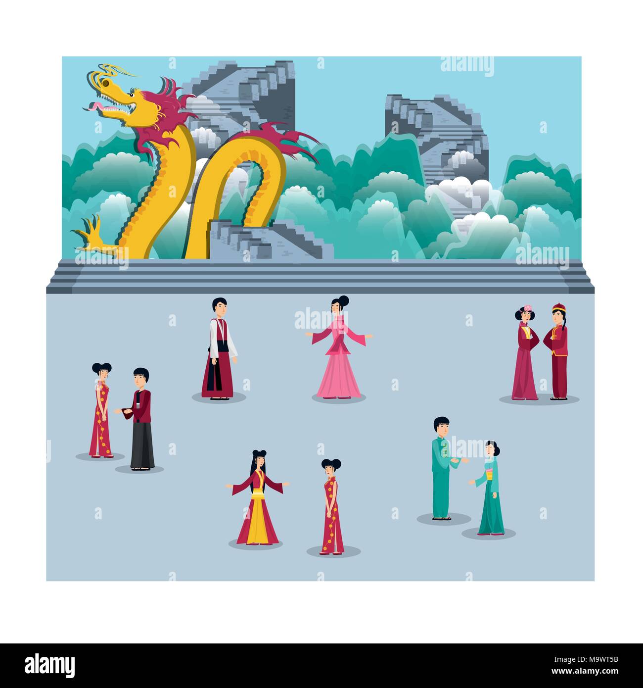 chinese culture people characters vector illustration design Stock ...