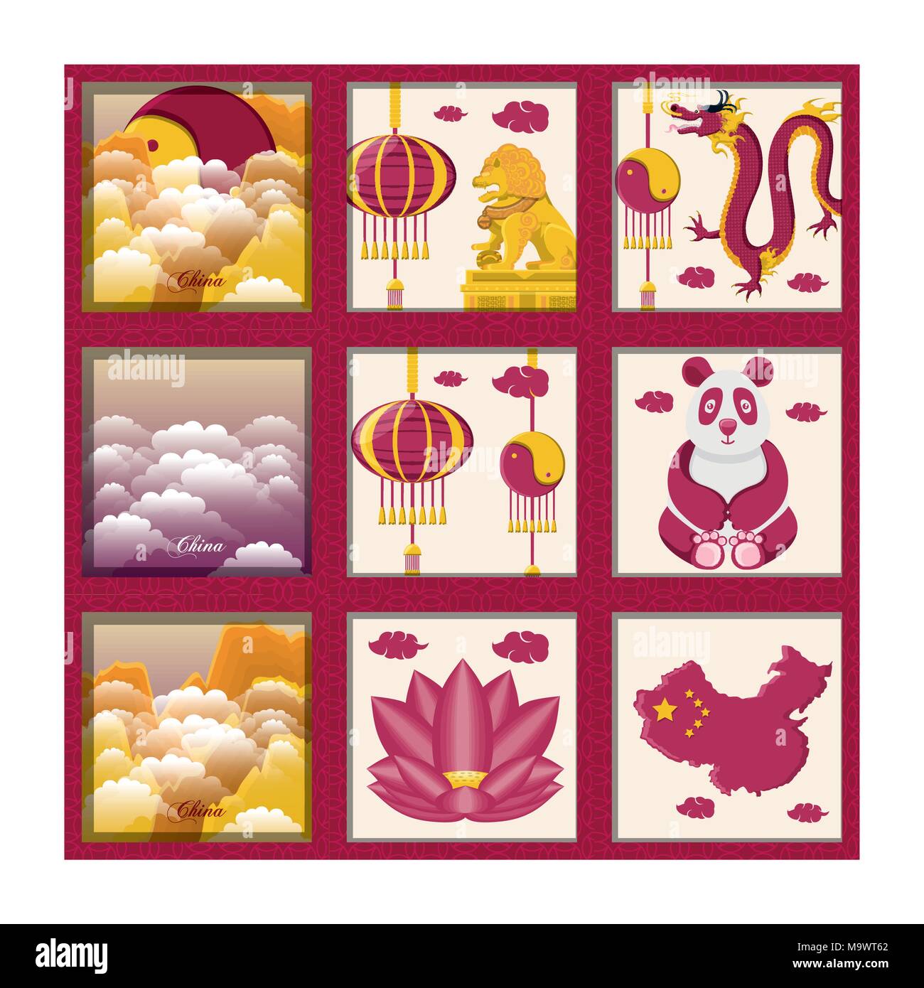 chinese culture set icons vector illustration design Stock Vector Image ...