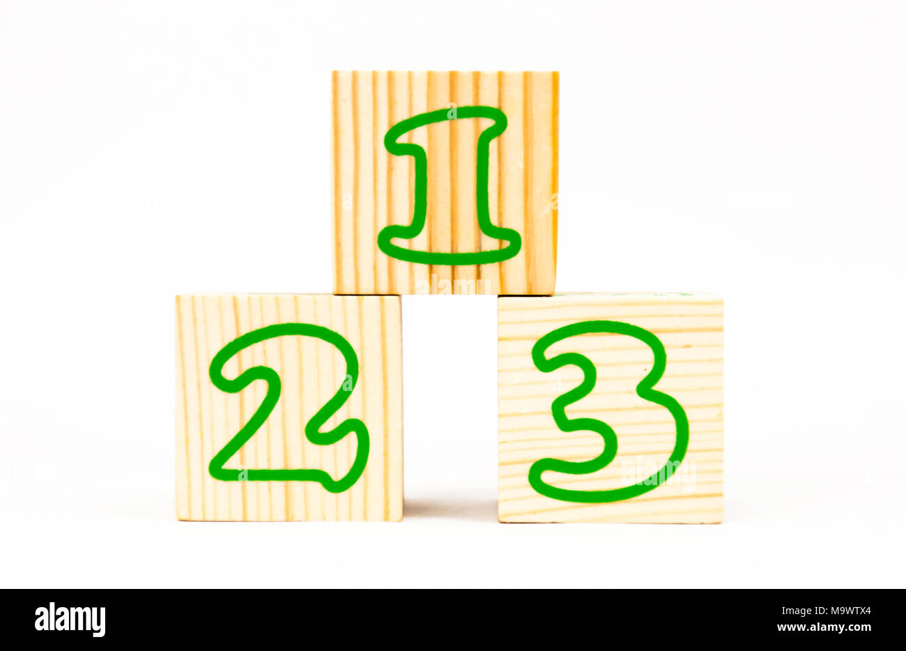 The Numbers wooden cubes isolated on white Stock Photo - Alamy