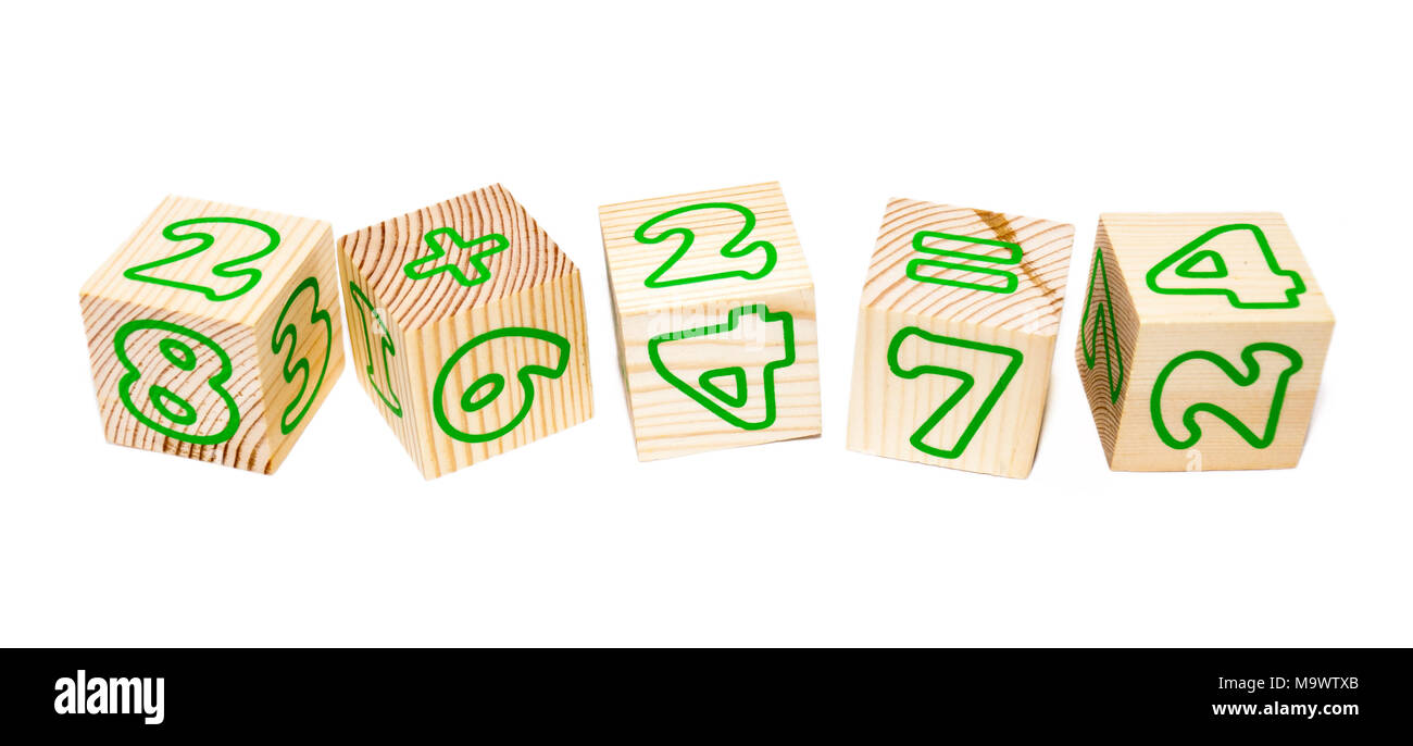 The Numbers wooden cubes isolated on white Stock Photo - Alamy