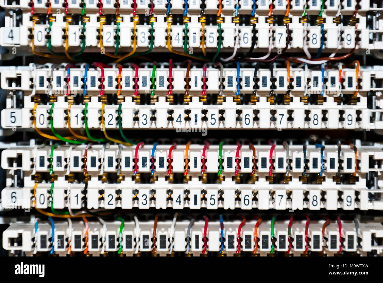 Close look of a swithcboard panel with color wires Stock Photo - Alamy