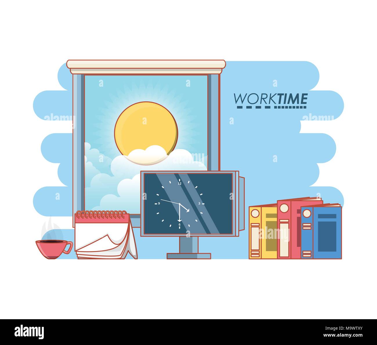 work time elements icons vector illustration design Stock Vector Image ...