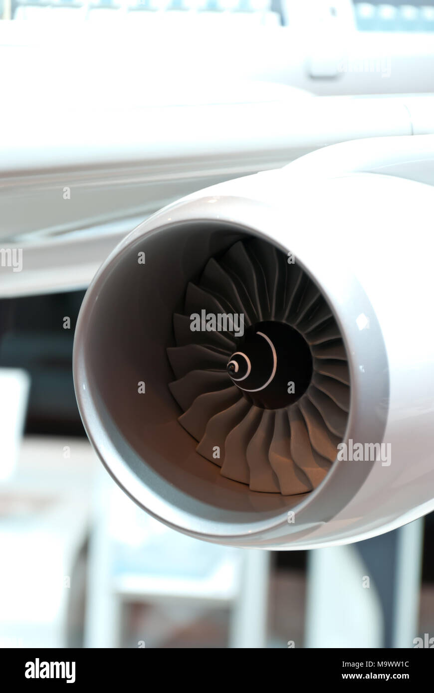 close-up of large jet engine turbine blades Stock Photo - Alamy