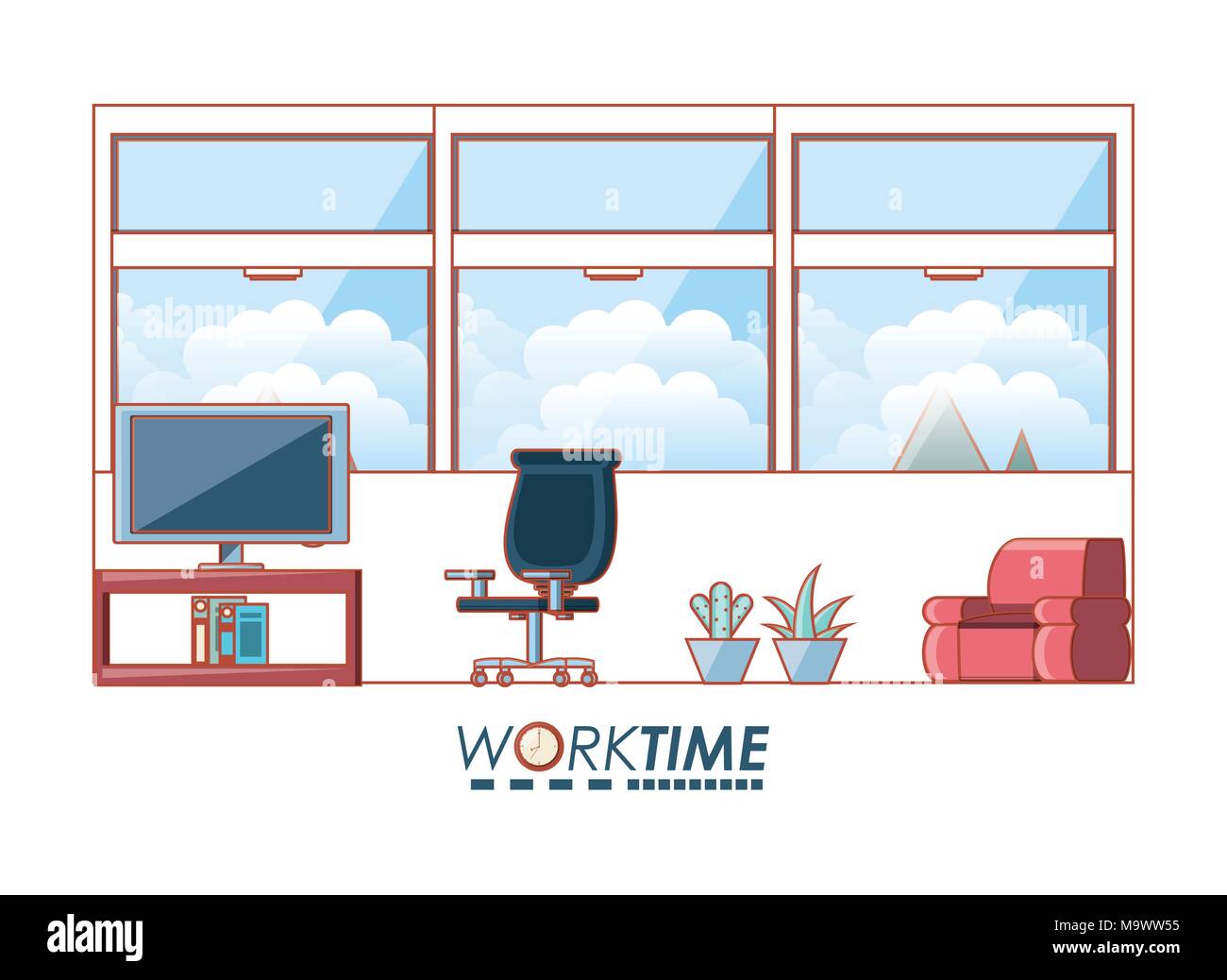 work time elements icons vector illustration design Stock Vector Image ...