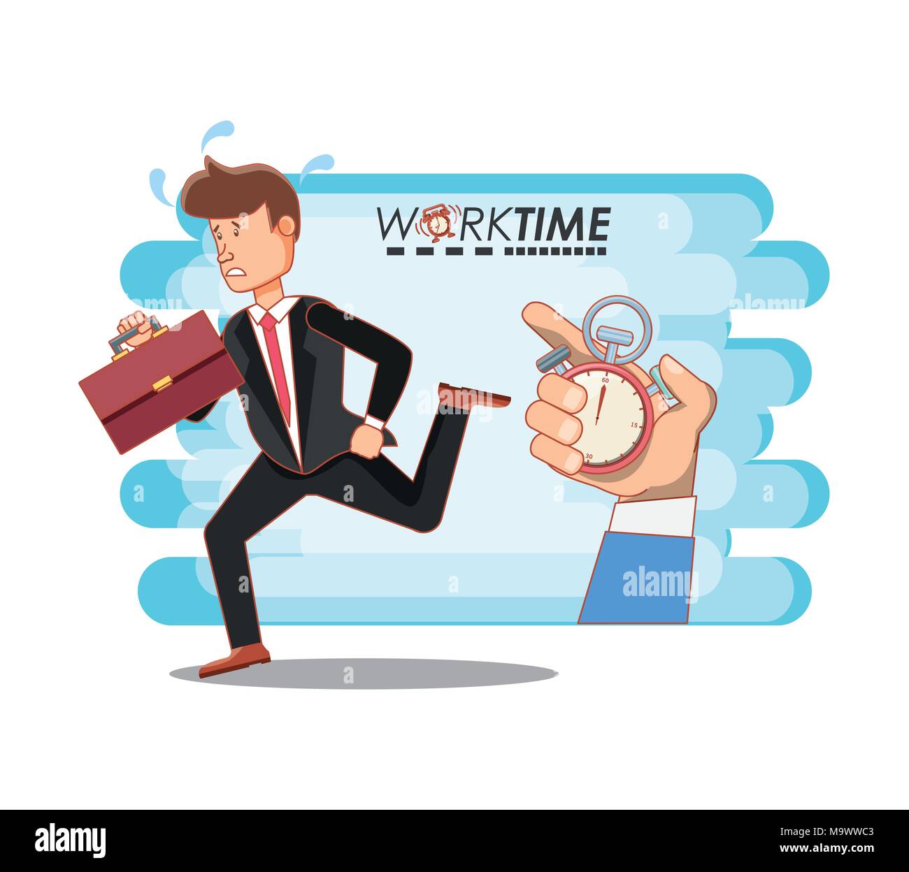 businessman avatar with work time elements vector illustration Stock ...