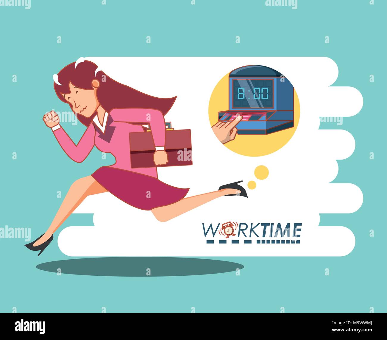 businesswoman with work time elements vector illustration Stock Vector ...