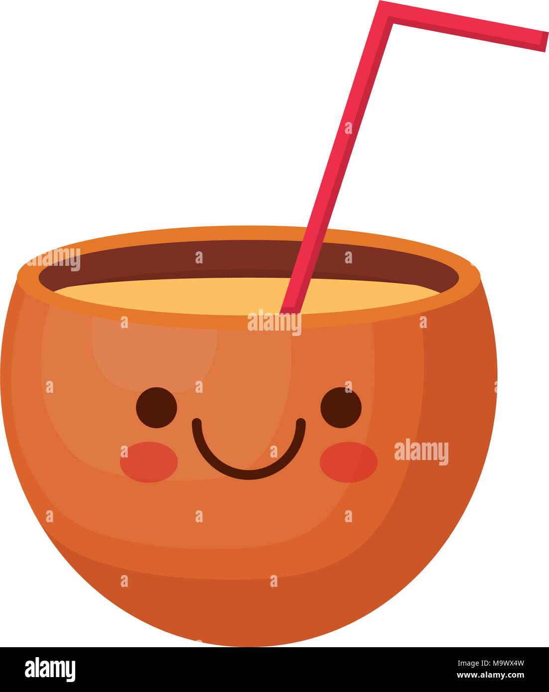 Kawaii happy cocktail icon over white background, colorful design ...