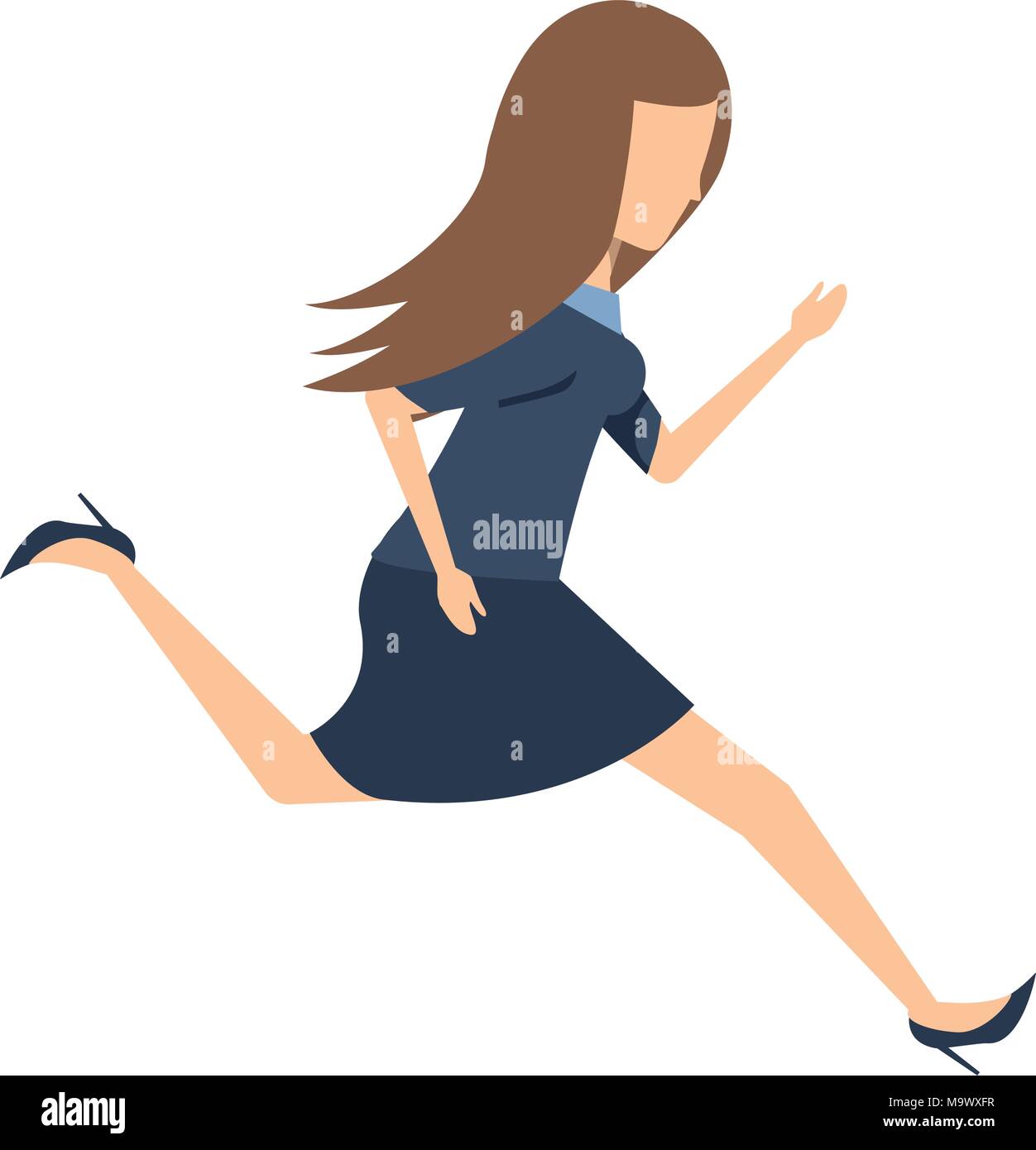 avatar businesswoman running over white background, colorful design ...