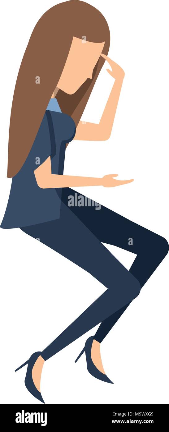 avatar businesswoman thinking over white background, colorful design ...