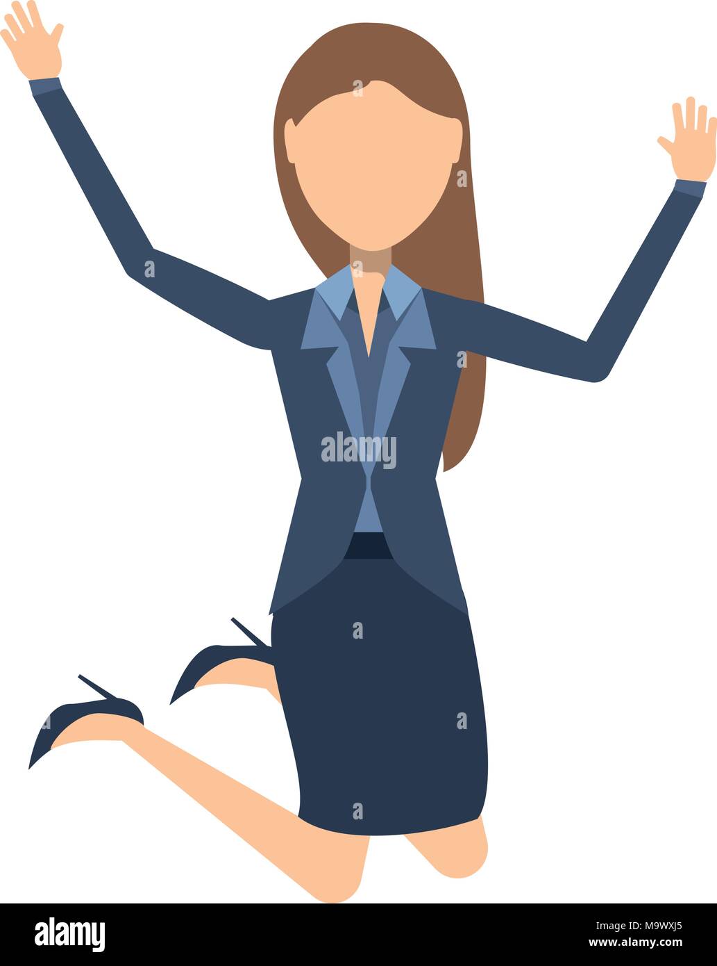avatar excited businesswoman jumping over white background, colorful ...
