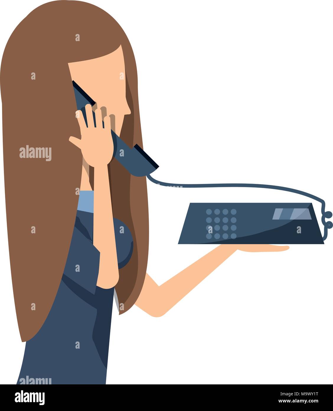 avatar businesswoman talking on the phone over white background ...