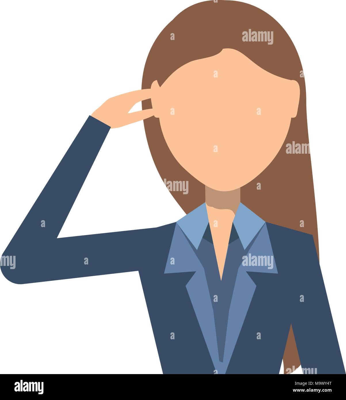 avatar businesswoman thinking over white background, colorful design ...