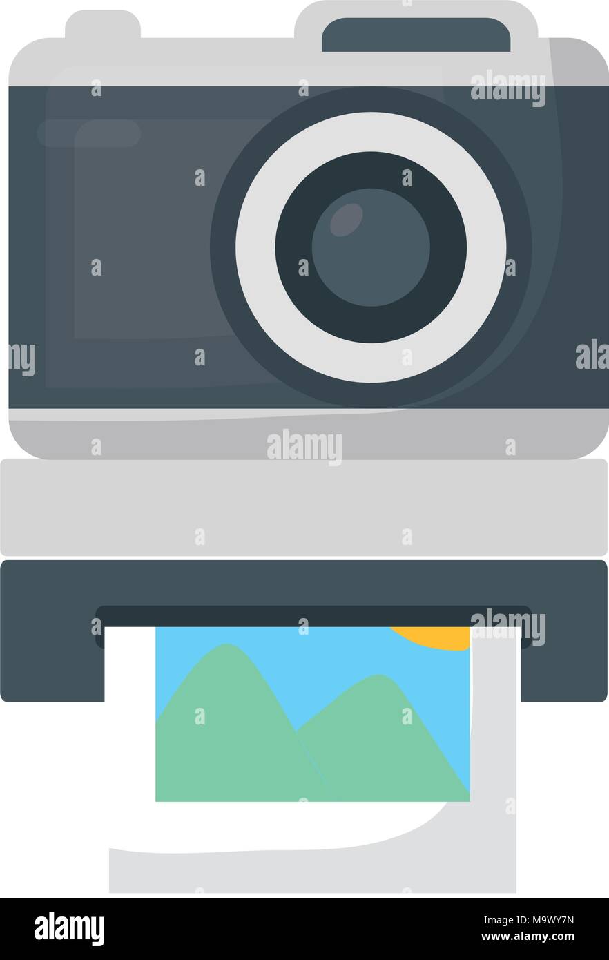 instant camera icon over white background, colorful design. vector ...