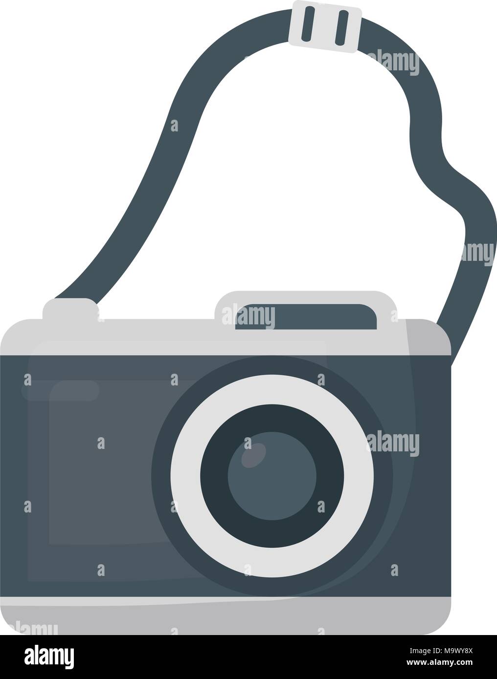 photographic camera with strap over white background, colorful design ...
