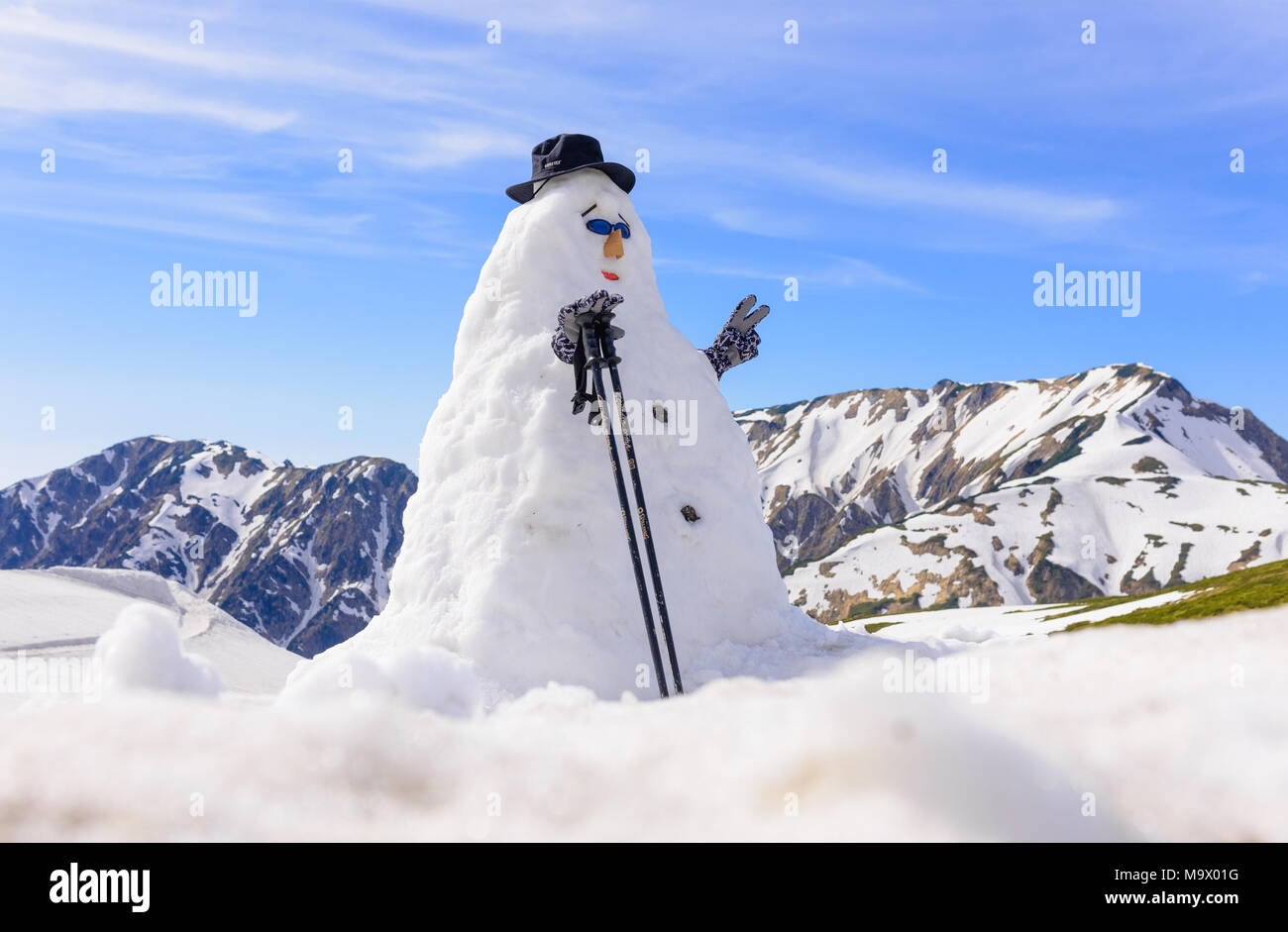 Cute snowman at Murodo in Tateyama, Toyama, Japan. Murodo is the ...