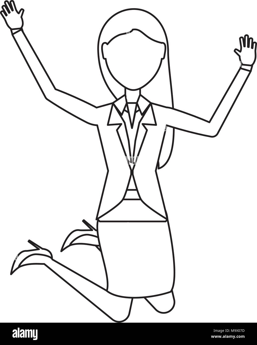 avatar excited businesswoman jumping over white background, vector ...