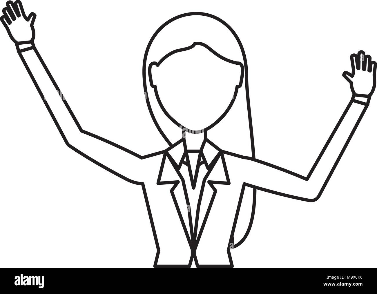 Avatar Businesswoman With Arms Up Over White Background Vector