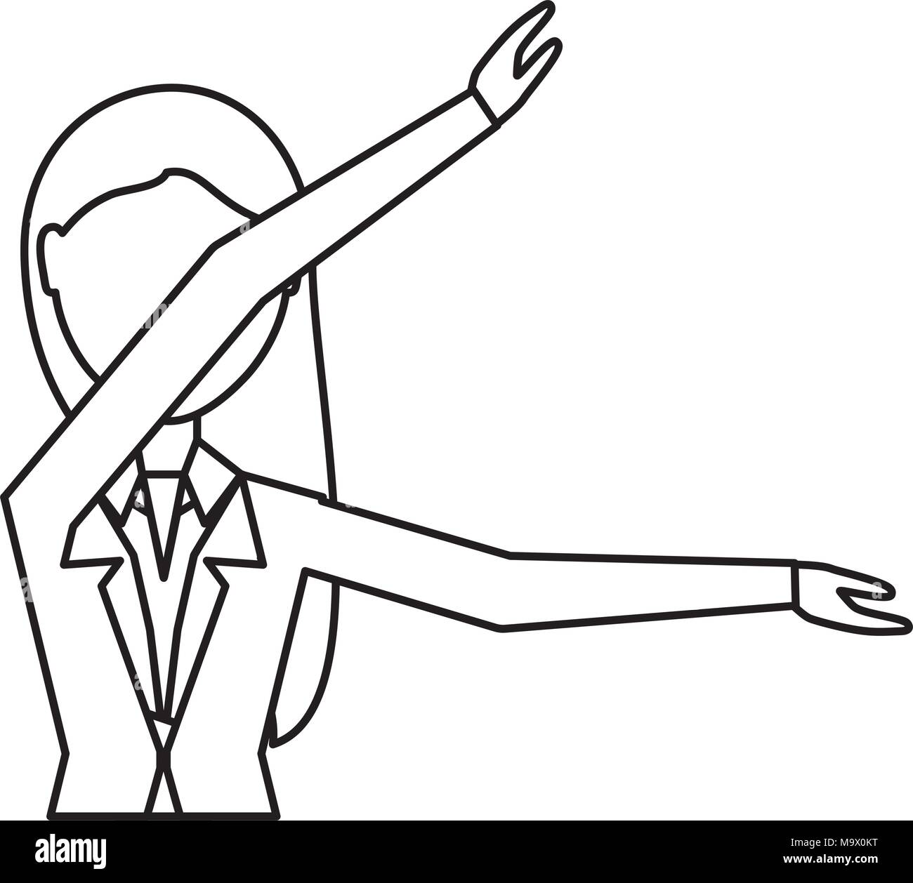 Avatar Businesswoman With Arms Up Over White Background Vector