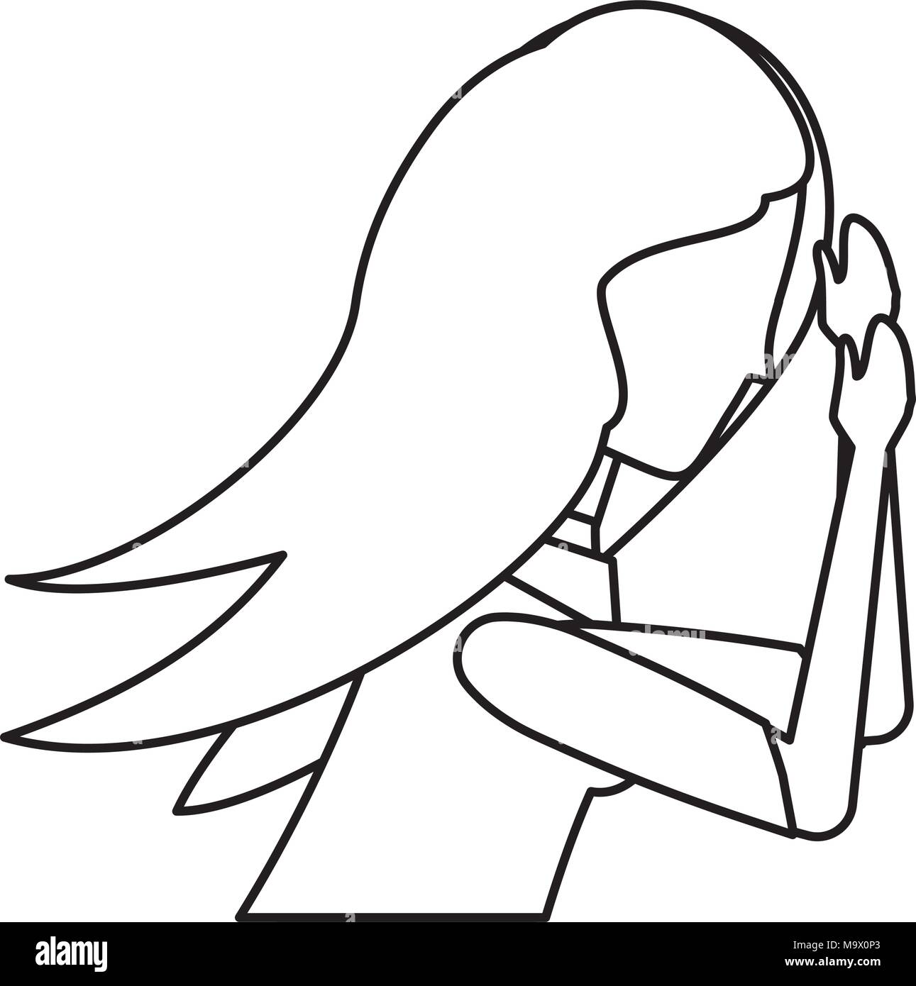 avatar businesswoman thinking over white background, vector ...