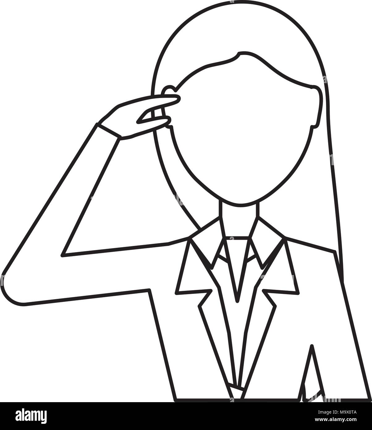 avatar businesswoman thinking over white background, vector ...