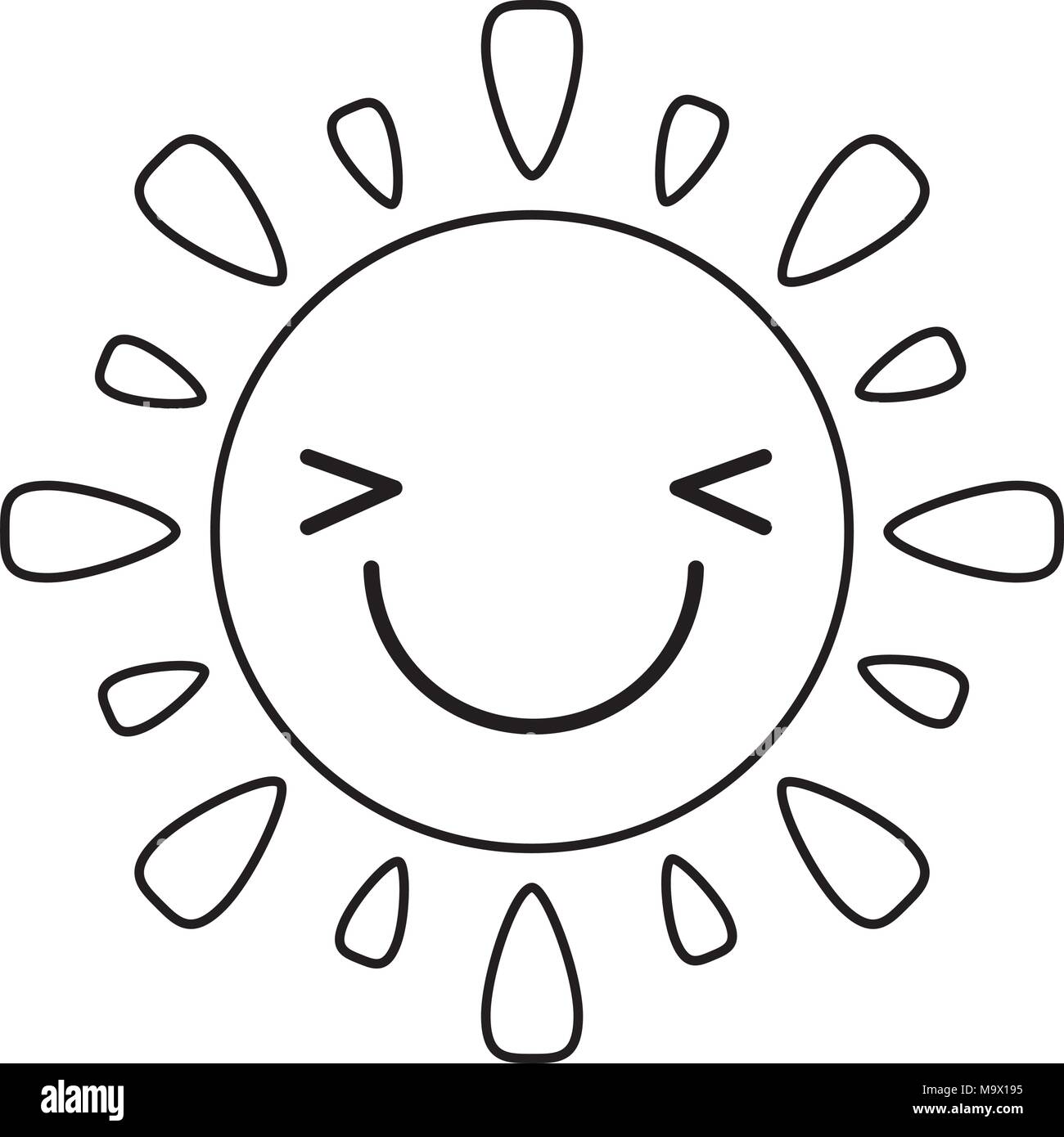 kawaii excited sun icon over white background, vector illustration ...