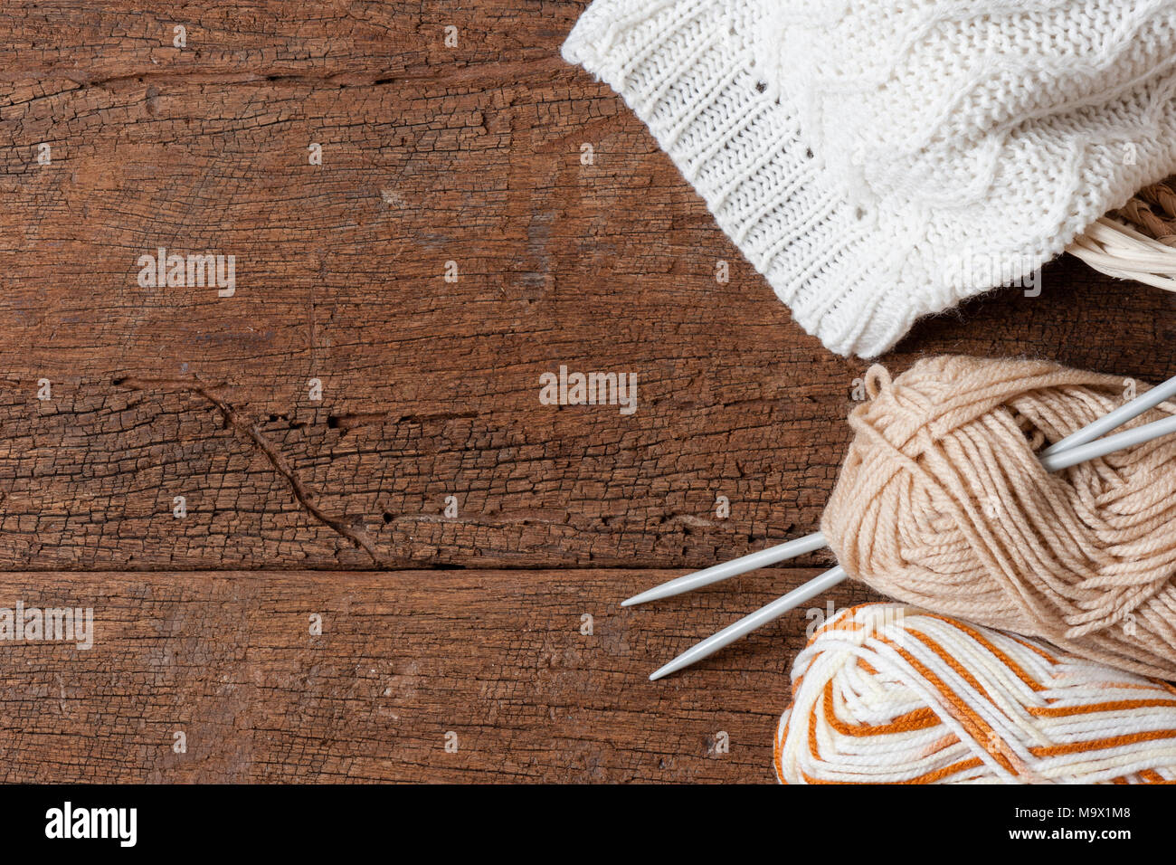 Knitting product, knitting equipment, knitting wool yarn Stock Photo ...