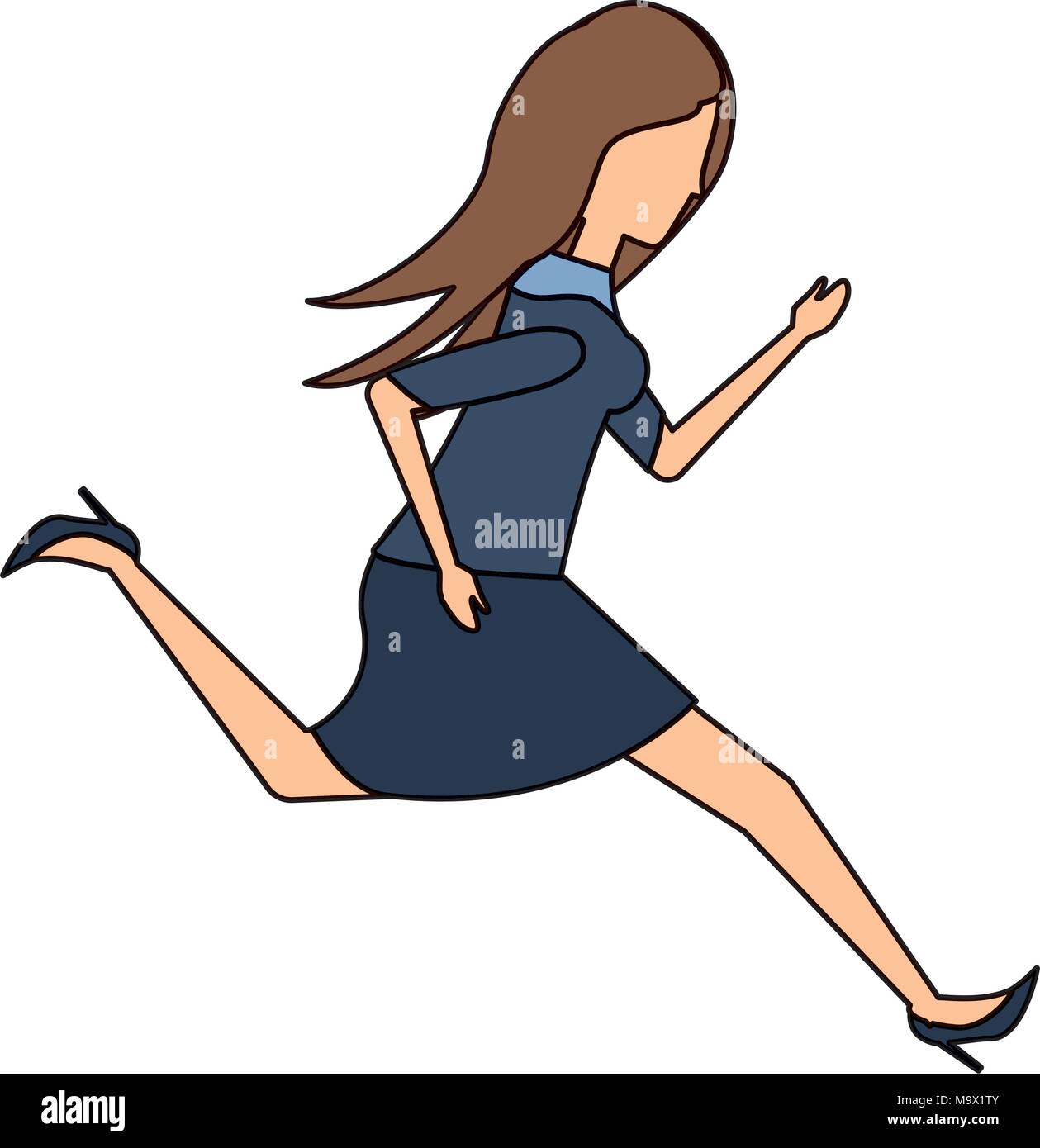 avatar businesswoman running icon over white background, colorful ...