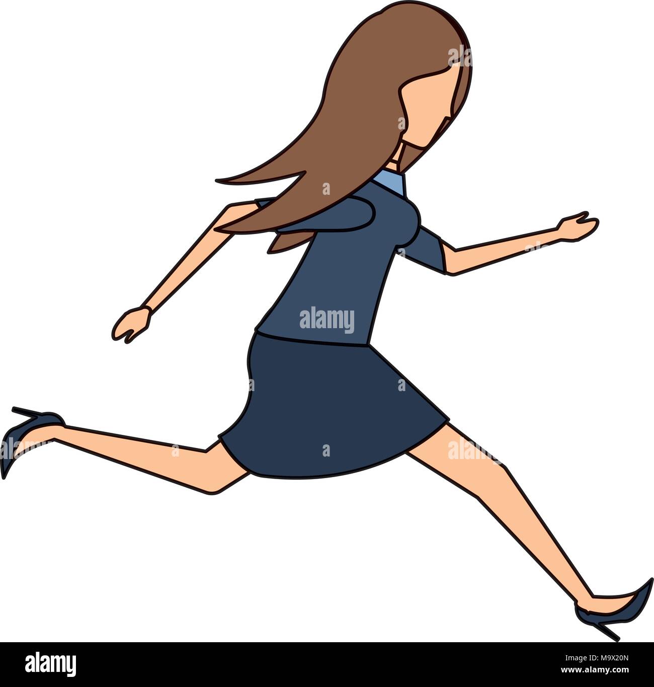 avatar businesswoman running over white background, colorful design ...