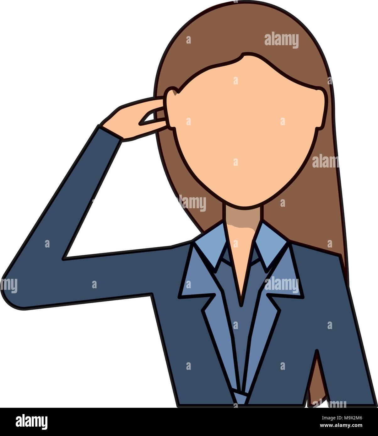 avatar businesswoman thinking over white background, colorful design ...