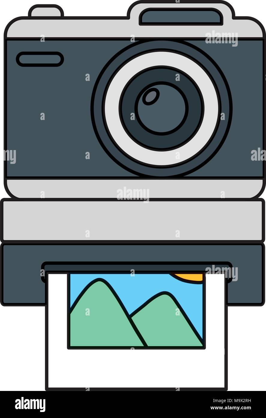 instant camera icon over white background, colorful design. vector ...