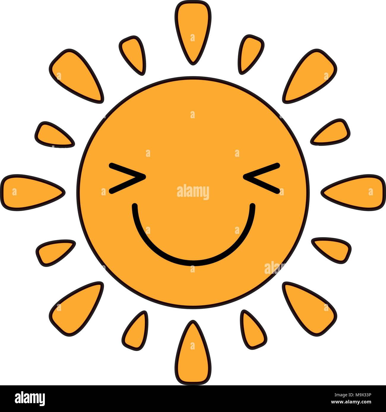 kawaii excited sun icon over white background, colorful design. vector ...