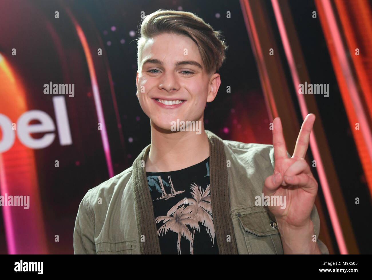 24 March 2018, Germany, Hof: The Swiss pop singer Vincent Gross emerges ...