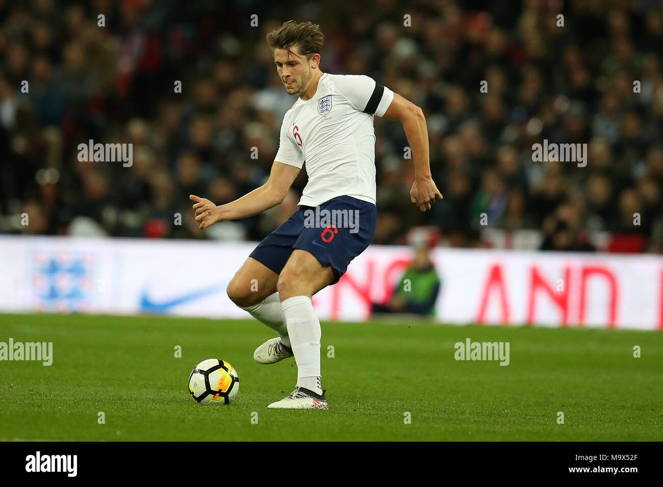 London, UK. 27th March 2018. James Tarkowski of England in action ...