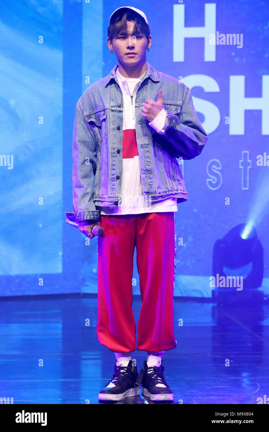 29th Mar, 2018. S. Korean singer Hoya South Korean singer Hoya poses for a photo during a ...