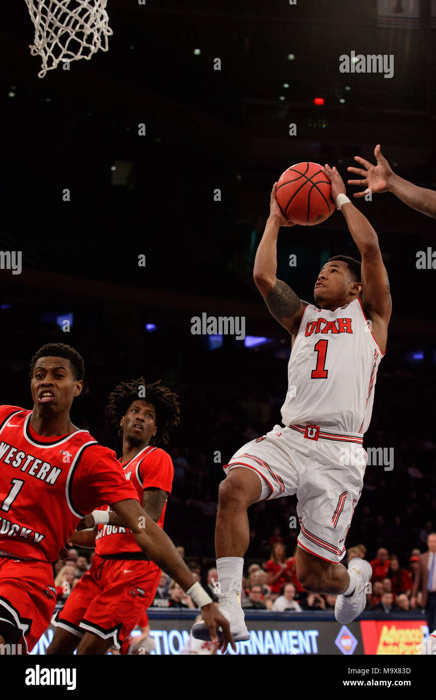 March 27, 2018: Utah Utes guard Justin Bibbins (1) goes to the basket ...