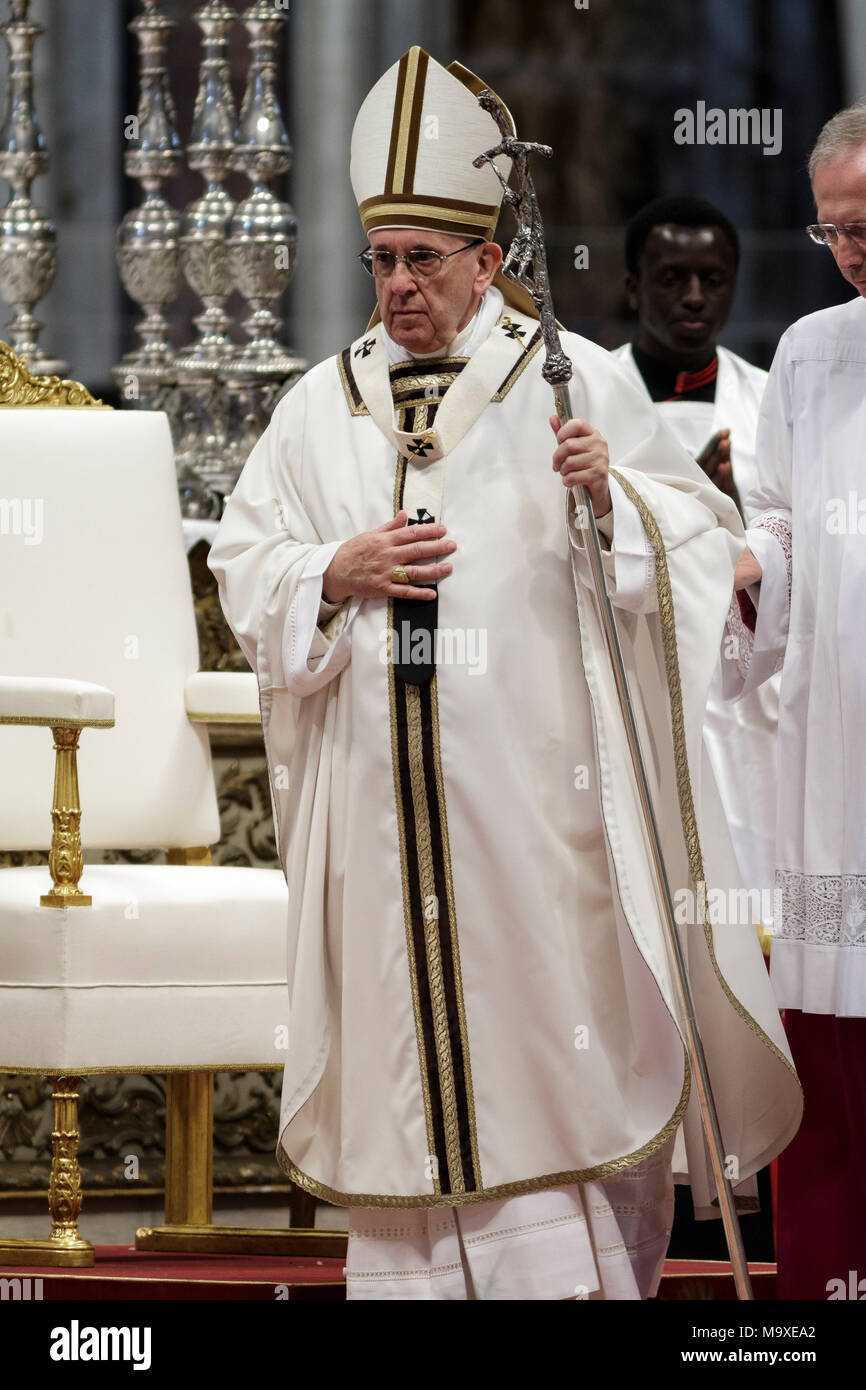 Vatican City, Vatican. 29th March, 2018. Pope Francis leads the Chrism ...