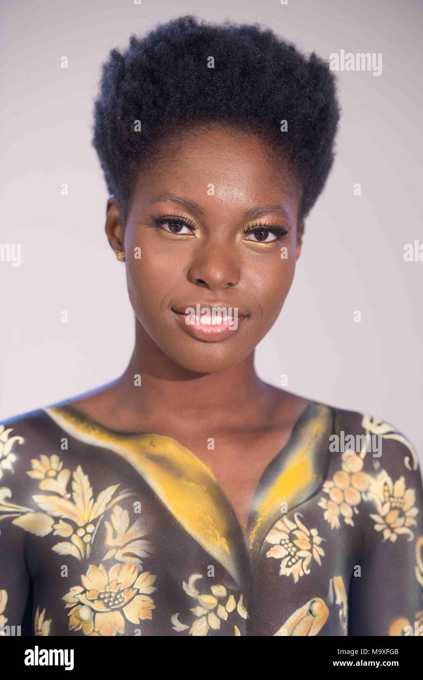 29 March 2018, Germany, Berlin: Model Kemi Hansen poses during the ...