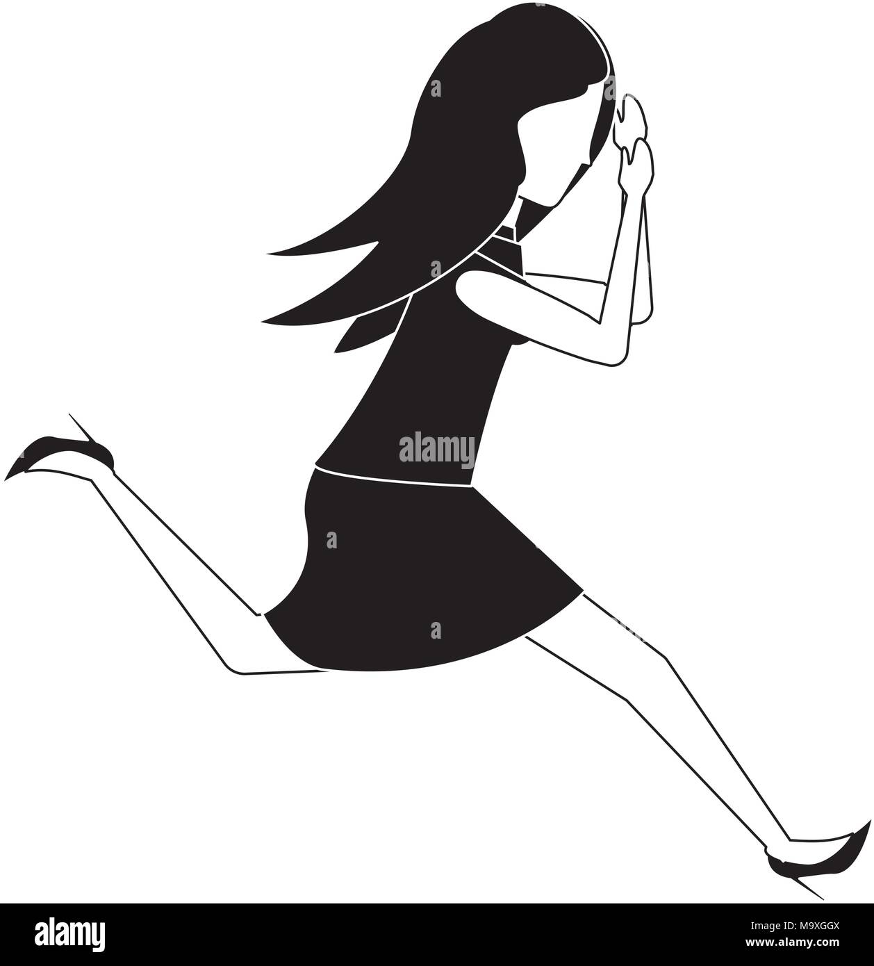 avatar businesswoman running over white background, vector illustration ...
