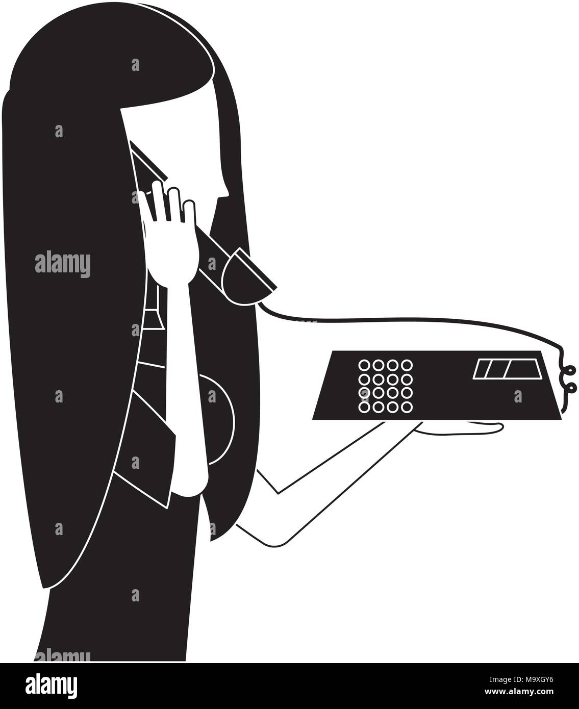 avatar businesswoman talking on the phone over white background, vector ...